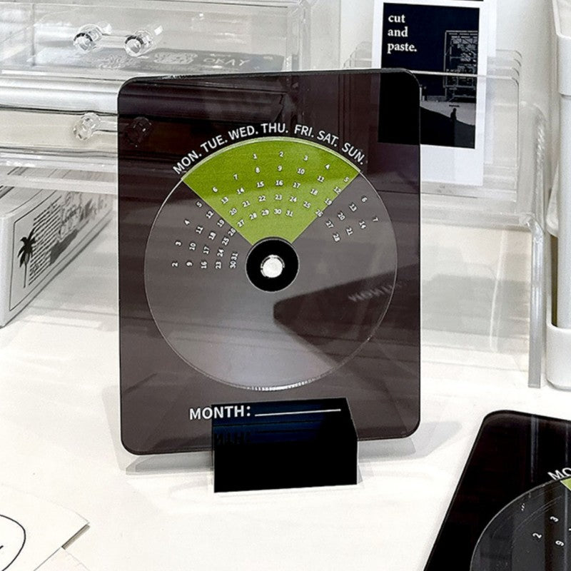 Acrylic Record Rotating Perpetual Calendar – GizModern