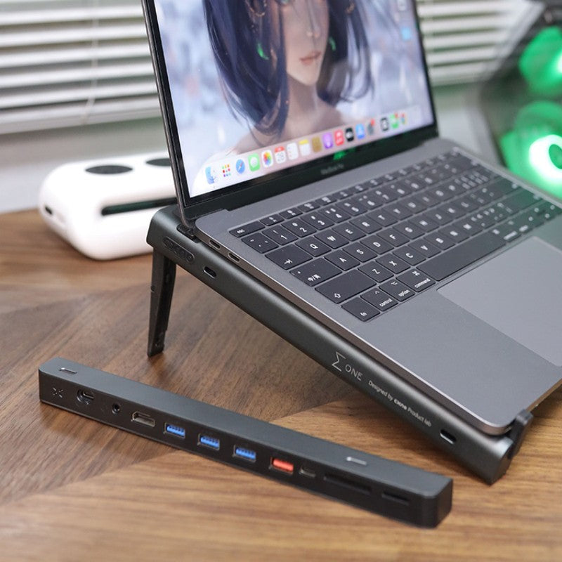Removable Folding Laptop Stand With Docking Station – GizModern