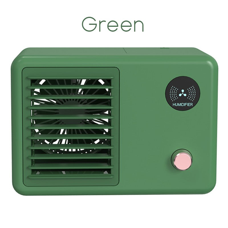 2-in-1 Wireless Retro Radio-shape Fan with Humidifier, with Night Ligh ...