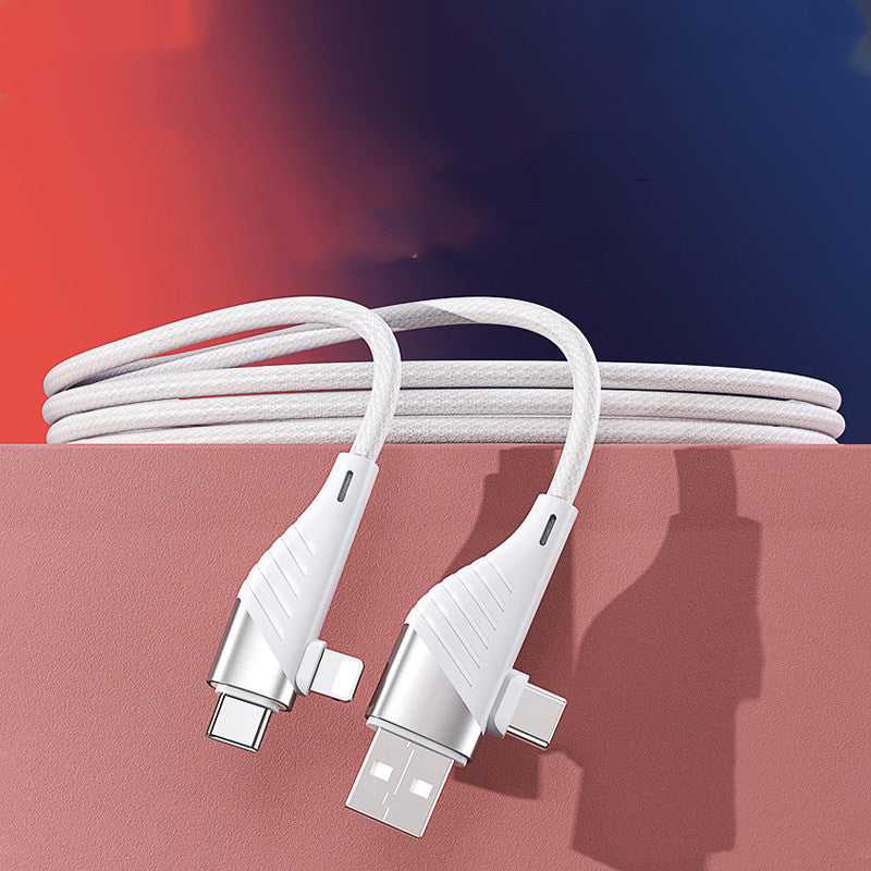 4-in-1 USB Fast Charging Cable, with USB-A, Type-C & Lightning (1.2m ...