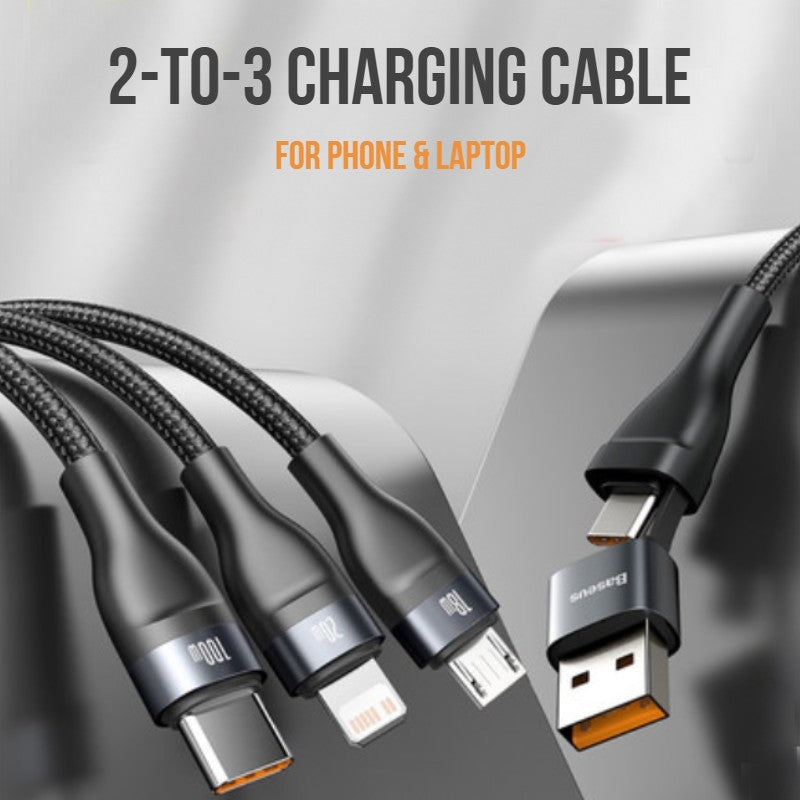 2-to-3 Fast Charging Cable (1.2m), with Double Input and Triple Output ...