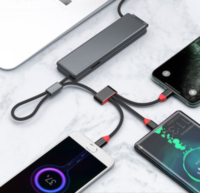 Portable 3-in-1 Cable, with Type-C/Micro/Apple Lightning Jacks, Fast C ...