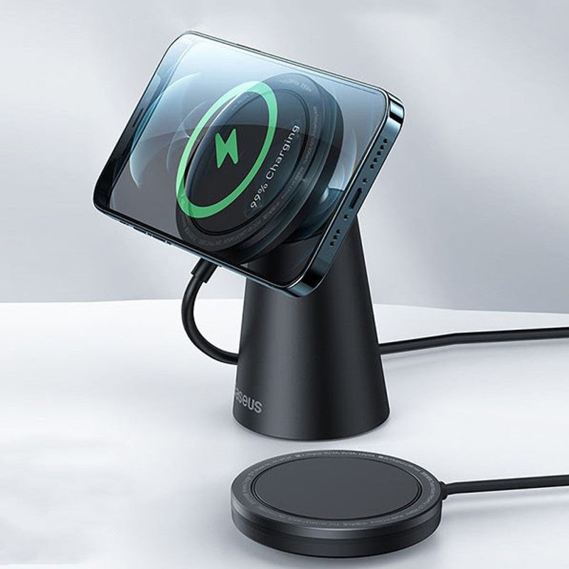 2-in-1 Portable MagSafe Phone Wireless Charger with Angle-adjustable P ...