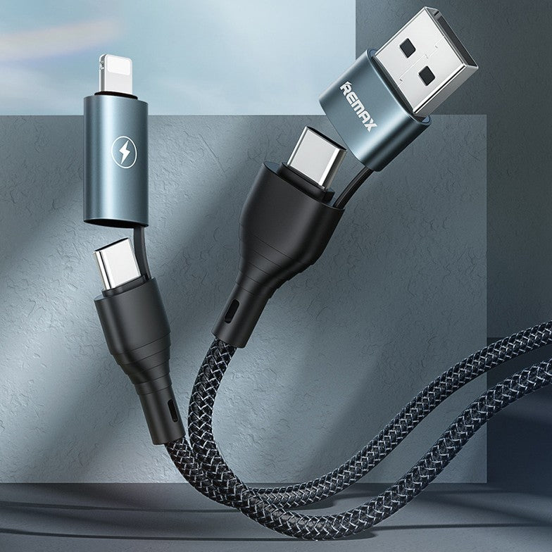 4-in-1 1.2m USB Charging Cable, with Interchangeable Connectors, Nylon ...