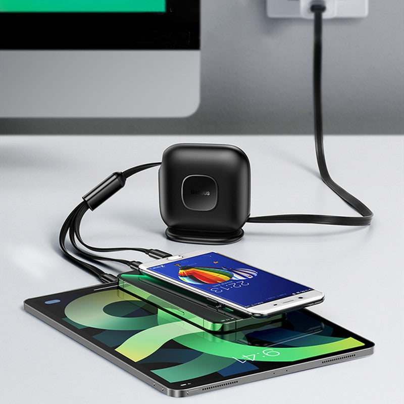 3-in-1 Retractable Rotatable Charging Cable, with Lightning, Type-C ...