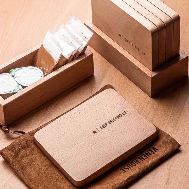 Wooden Square Cup Coaster, for Cold Drinks and Hot Beverage – GizModern