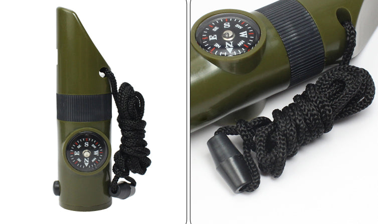 7-in-1 Emergency Survival Whistle with Flashlight, Compass, Thermomete ...