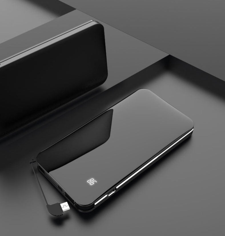 Super Thin Wired & Wireless 10000mAh Power Bank with Concealable Cable ...