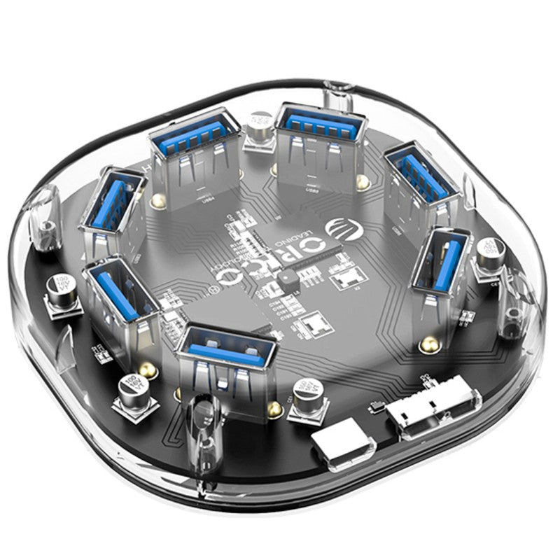 7-in-1 Transparent USB3.0 Hub with Power Supply Port, for Office, Stud ...
