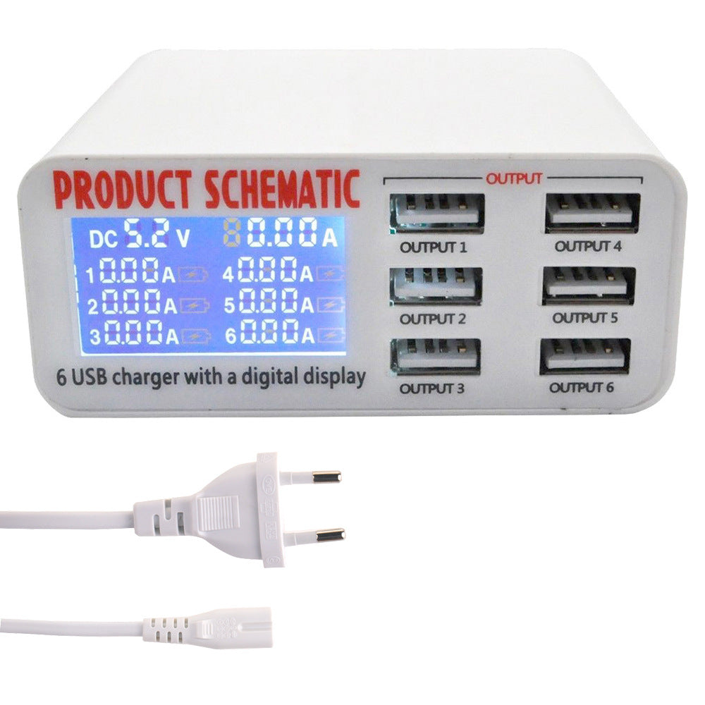 Smart 6-Port USB Charge Station With Digital Display - Charge Safer an ...