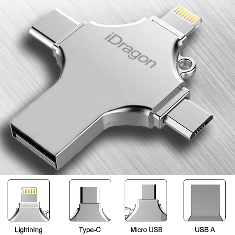 Portable 4-in-1 Flash Drive for Backing Up Any Smartphones – GizModern