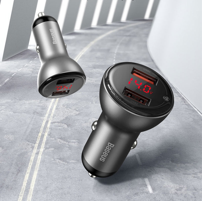 45W Dual-port Car Charger with Quick Charge, LED Voltage Display, for ...