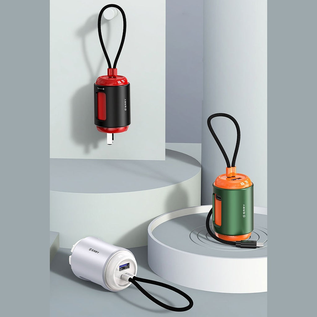 2-in-1 Portable Foldable Wall Charger with Cable, Lanyard, 18W Output ...