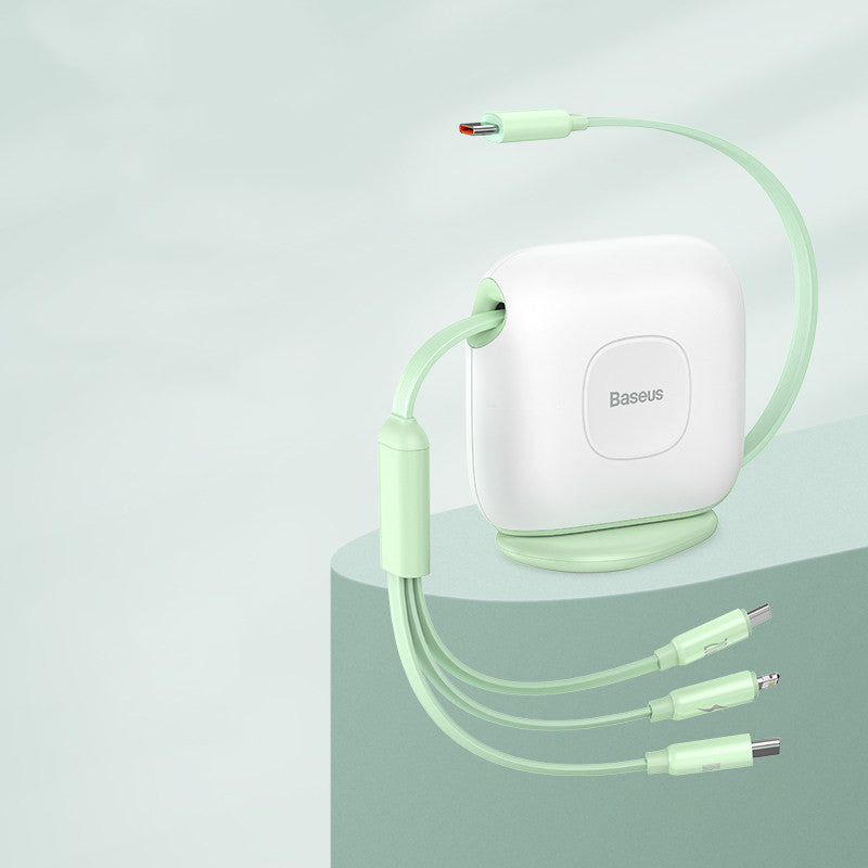 3-in-1 Retractable Rotatable Charging Cable, with Lightning, Type-C ...