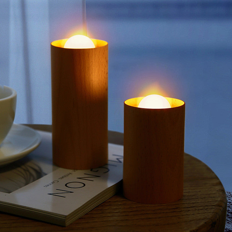 Wooden Creative Candlelight Airflow Blowing Control Night Light – GizModern