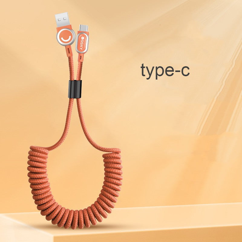 2-in-1 Coiled Charging Cable with Lightning & Type-C Connectors, for C ...