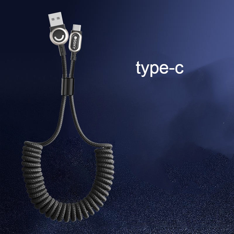 2-in-1 Coiled Charging Cable with Lightning & Type-C Connectors, for C ...