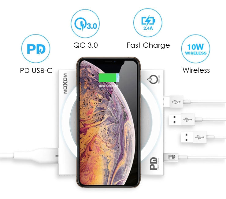 5-in-1 Wireless & Wired PD & QC3.0 Fast Charging Station with Light ...
